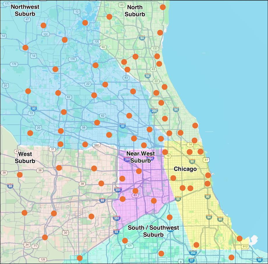 Chicagoland Suburbs on a Map Quiz - By SamirDZ