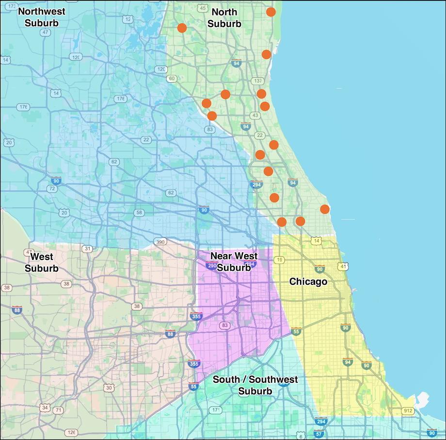 Chicagoland North Suburbs on a Map Quiz - By SamirDZ
