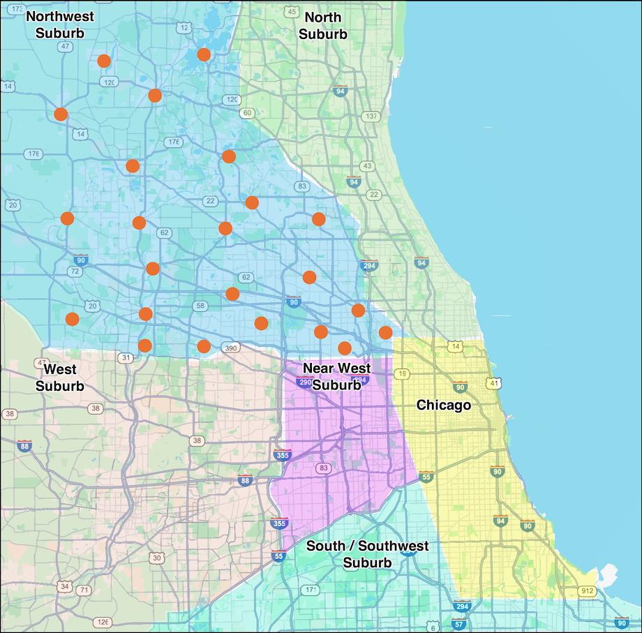 Chicagoland Northwest Suburbs on a Map Quiz - By SamirDZ
